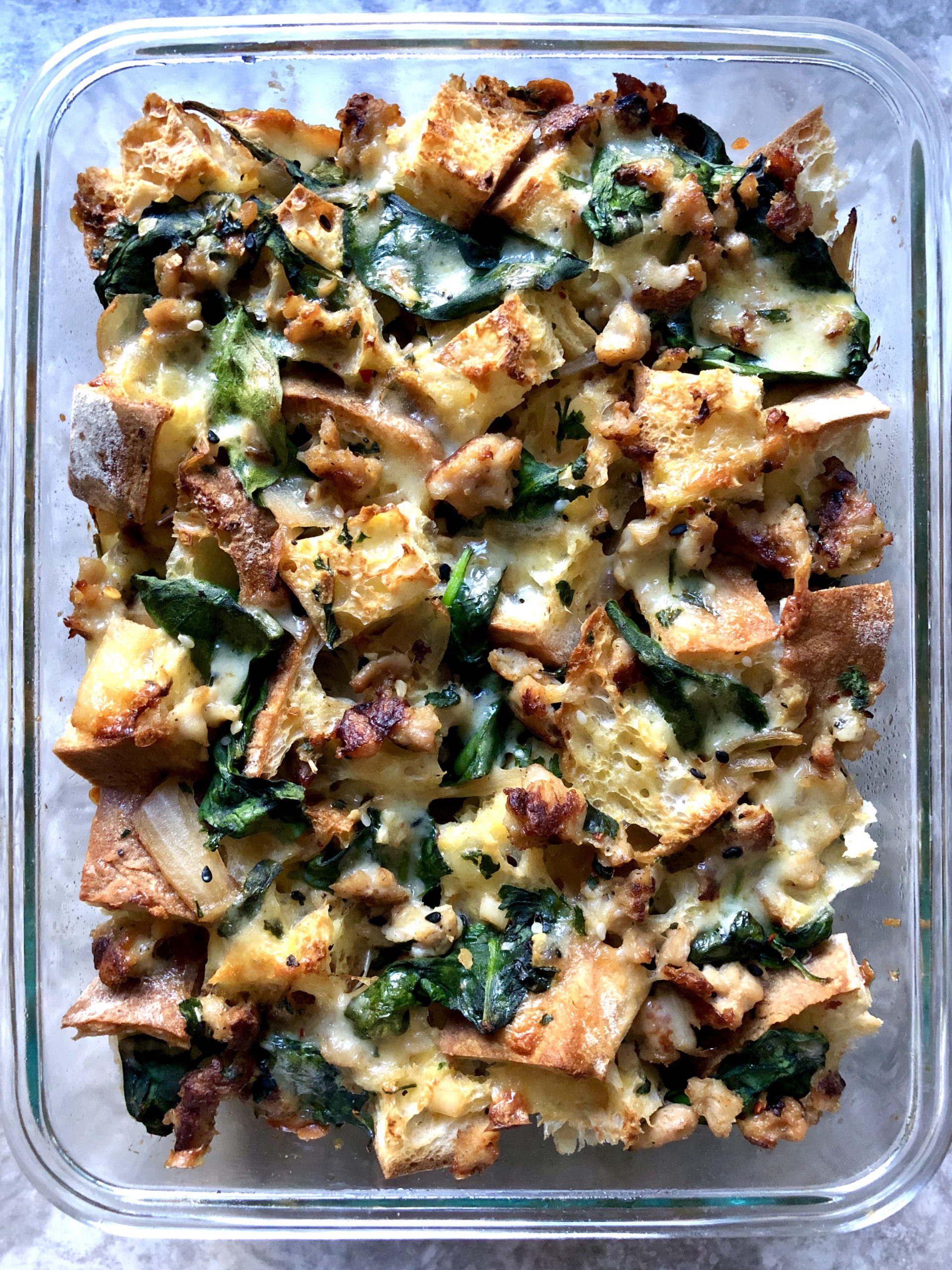 Sausage and Spinach Strata | MAK and Her Cheese