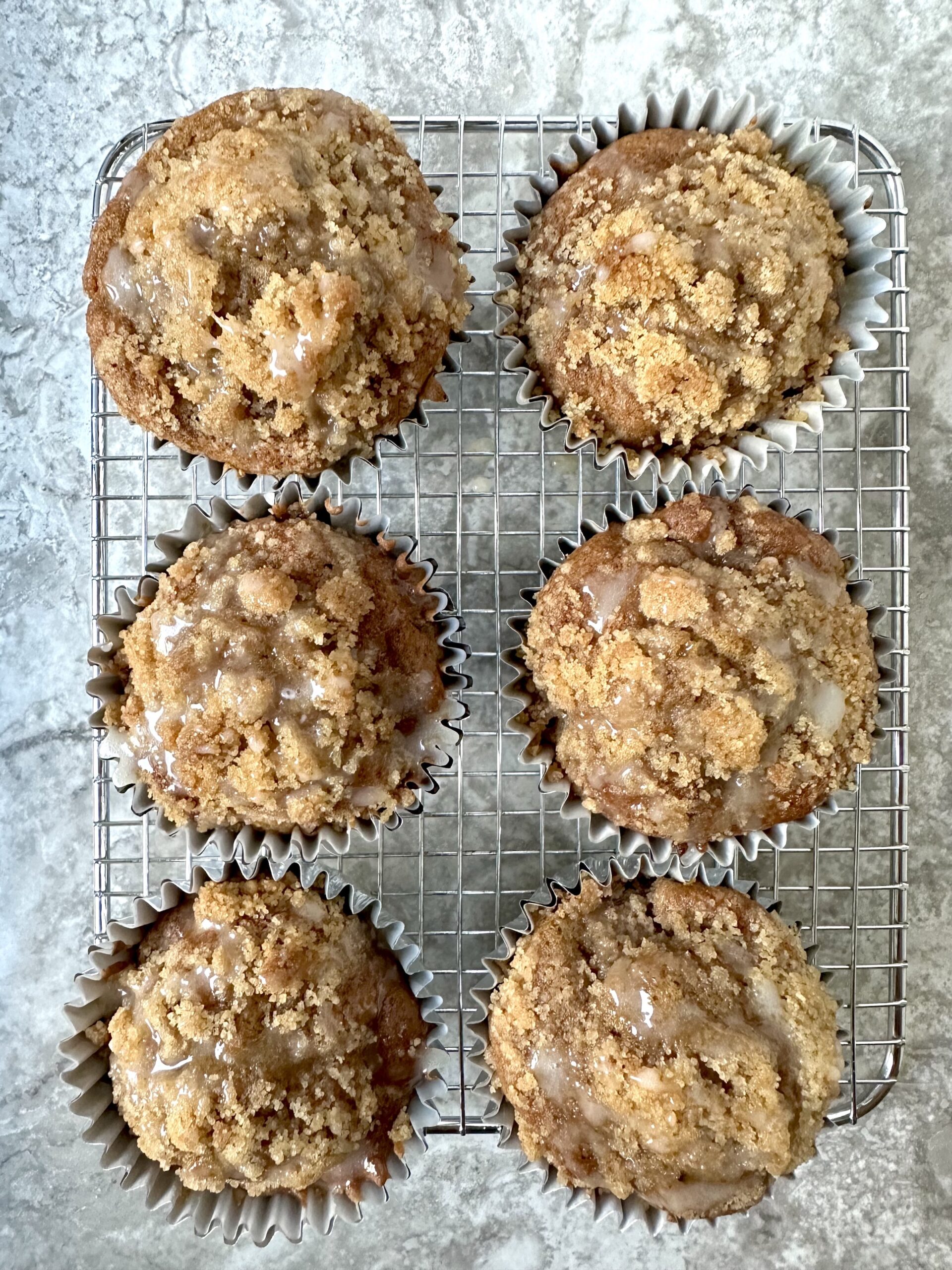 Apple Crumble Muffins with Cider Glaze | MAK and Her Cheese